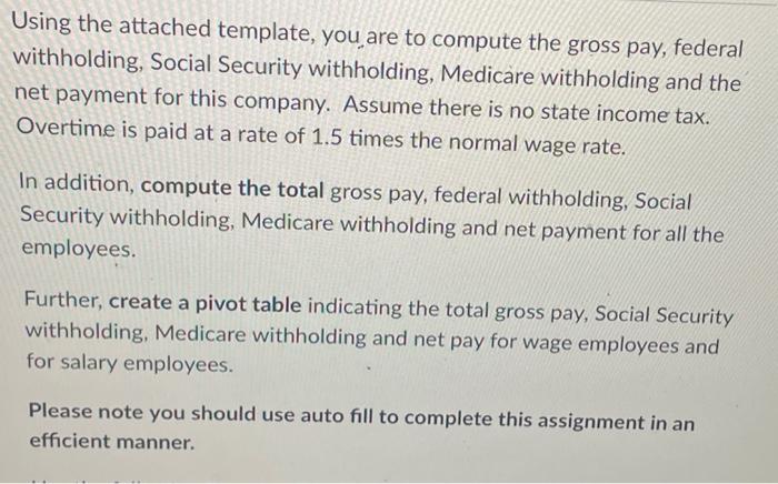 Solved Using the attached template, you are to compute the | Chegg.com