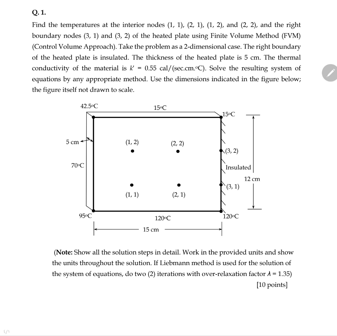 Solved by an EXPERT Q. 1.Find the temperatures at the interior nodes | Chegg.com