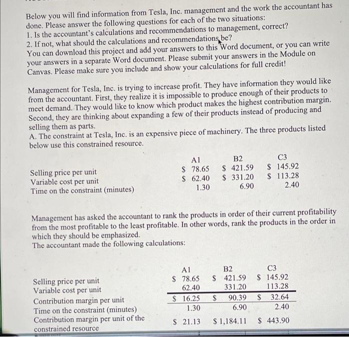 Solved Below you will find information from Tesla, Inc. | Chegg.com