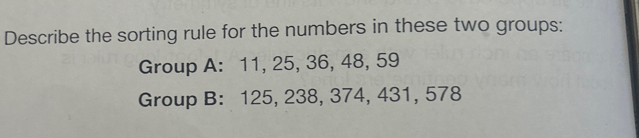 Solved Describe the sorting rule for the numbers in these | Chegg.com