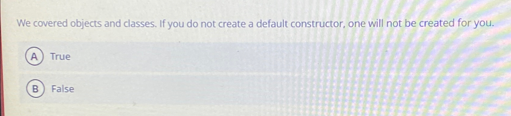 Solved We covered objects and classes. If you do not create | Chegg.com