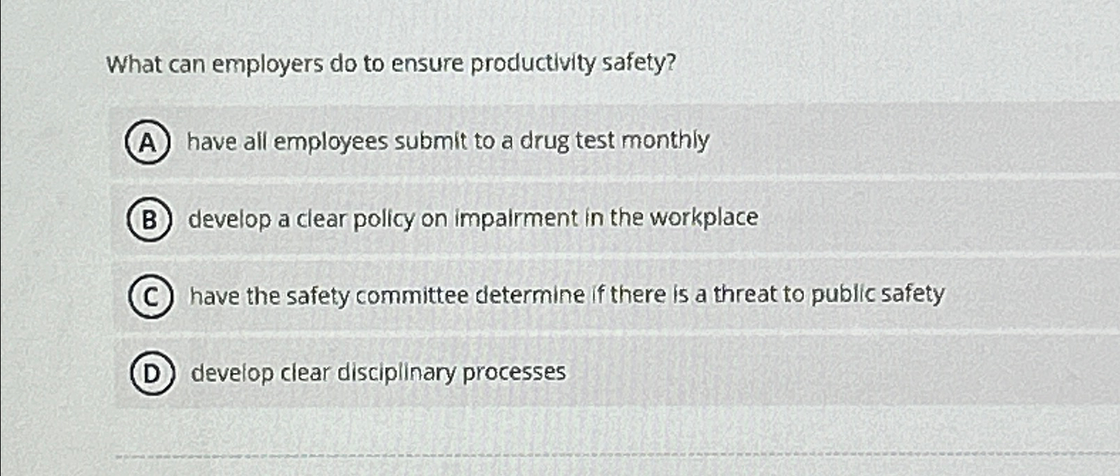 Solved What can employers do to ensure productivity | Chegg.com
