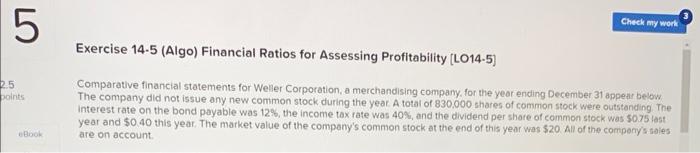 Solved Exercise 14-5 (Algo) Financial Ratios for Assessing | Chegg.com