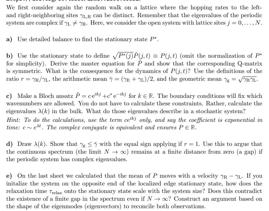 Solved We first consider again the random walk on a lattice | Chegg.com