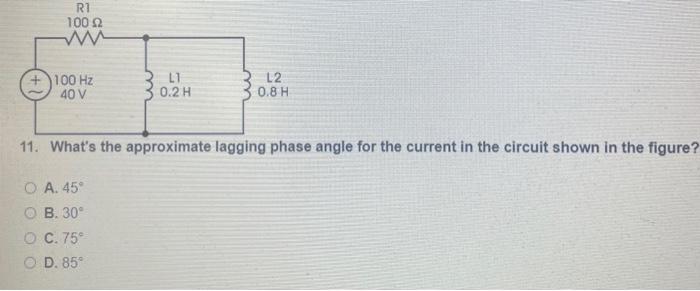 Solved What's the approximate lagging phase angle for the | Chegg.com