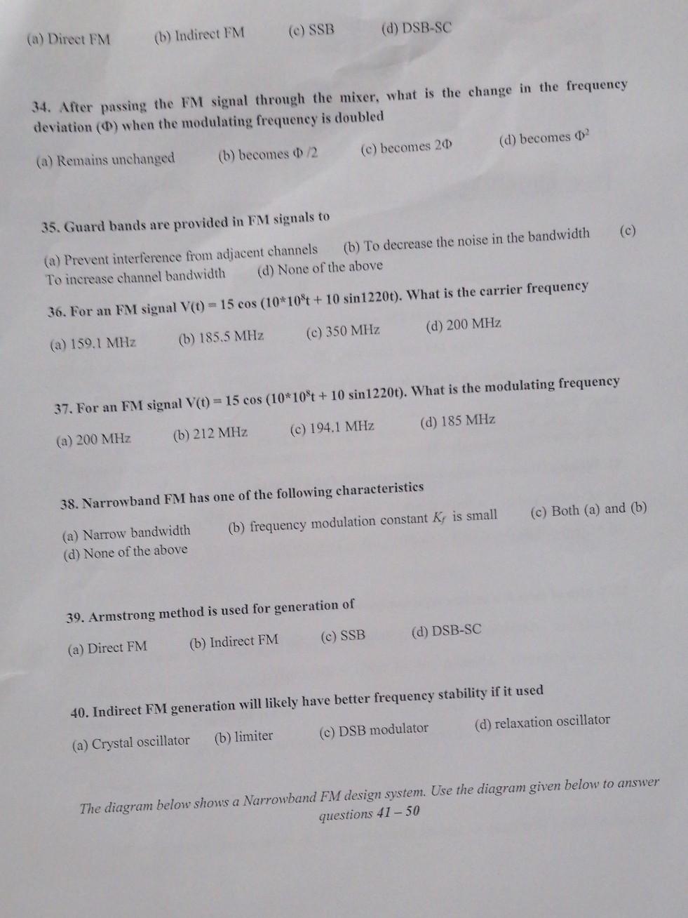 Solved 1. In demodulating an FM wave, we require a | Chegg.com