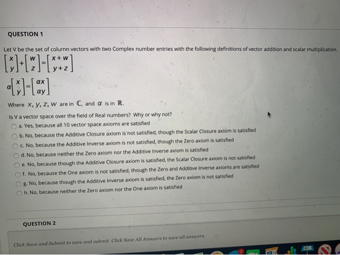 Solved QUESTION 1 Let V be the set of column vectors with | Chegg.com