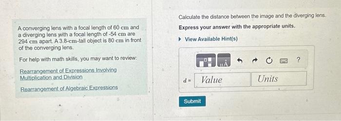 Solved Calculate the distance between the image and the | Chegg.com