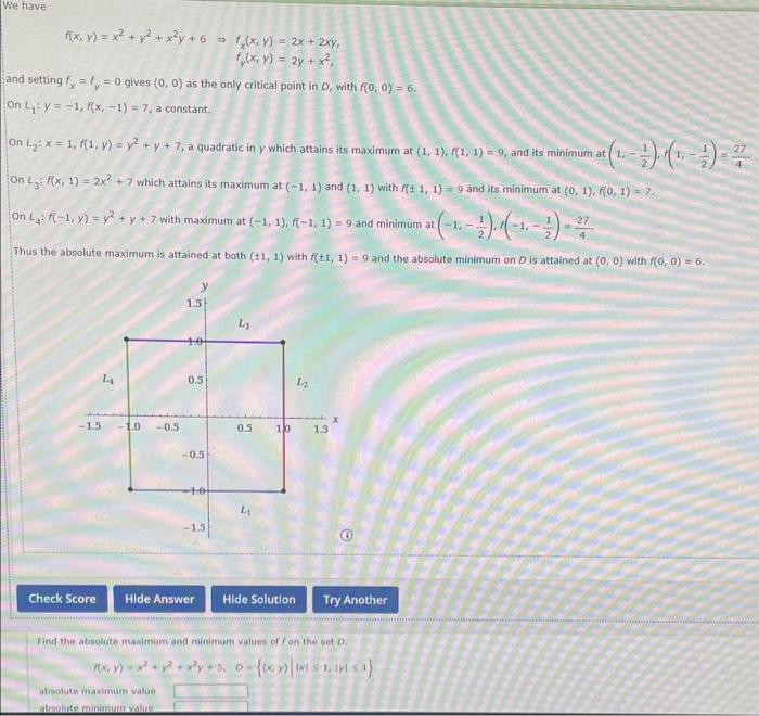 Solved f(x,y)=x2+y2+x2y+6⇒fx(x,y)fy(x,y)=2x+2xy,=2y+x2. and | Chegg.com