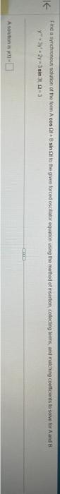 Solved y′′+3y′+2y=3sin380=3 A saluten w yer -Solve the | Chegg.com