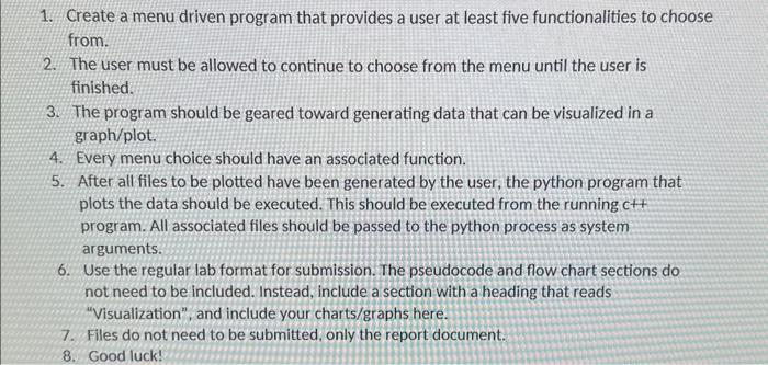 Solved 1 Create A Menu Driven Program That Provides A User 4281