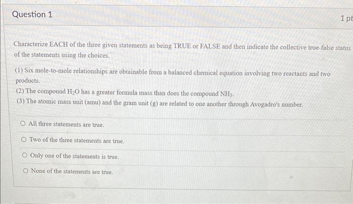 Solved Question 1 1 pt Characterize EACH of the three given | Chegg.com