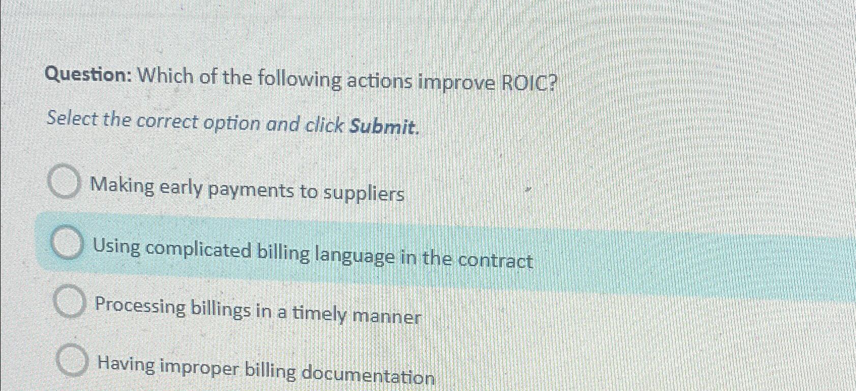 Solved Question: Which of the following actions improve | Chegg.com
