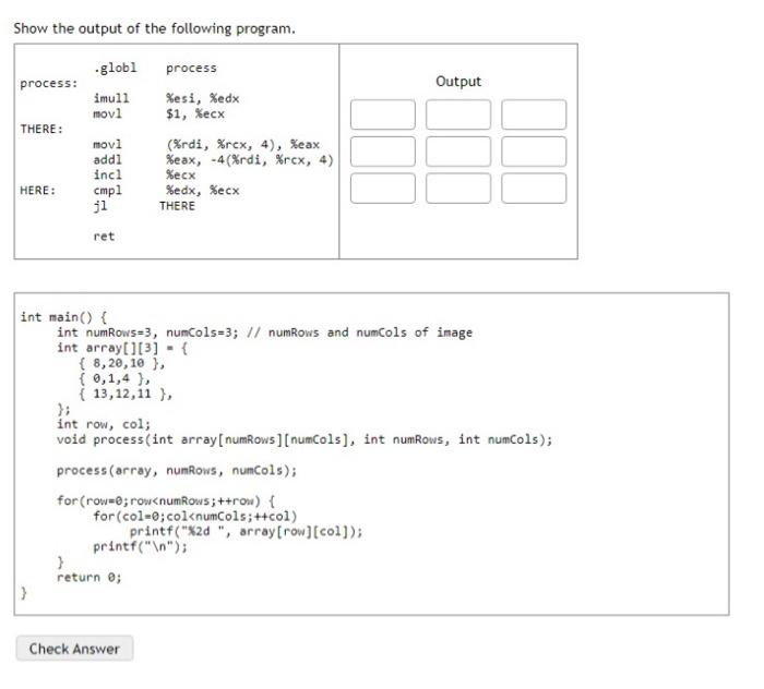 Solved Show the output of the following program. globl | Chegg.com