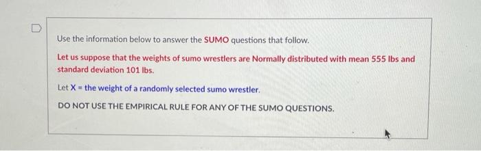Solved use the information below to answer the sumo | Chegg.com
