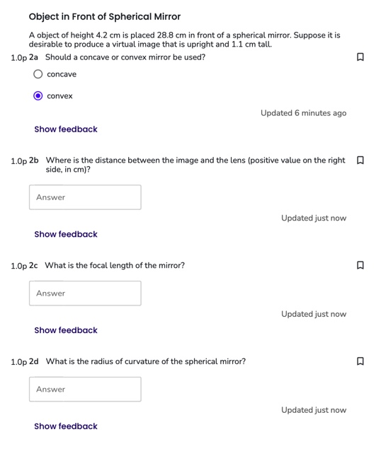 Solved Object in Front of Spherical MirrorA object of height | Chegg.com