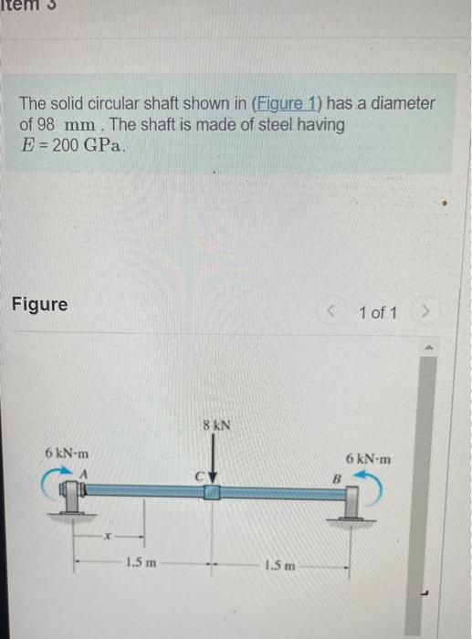 Solved The solid circular shaft shown in (Figure 1) has a | Chegg.com