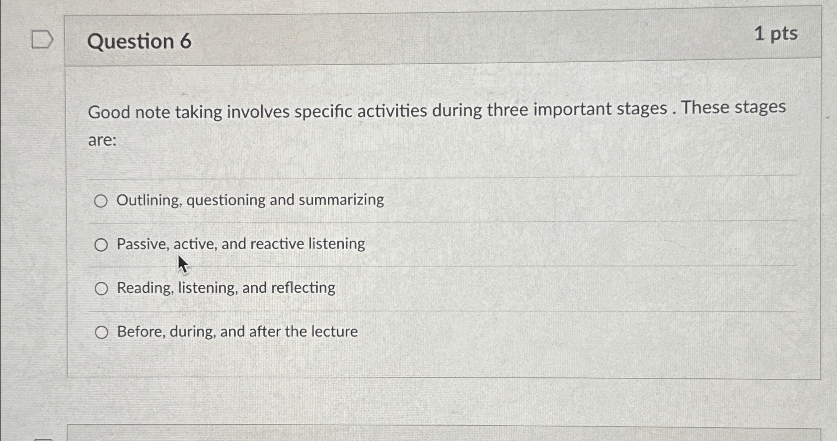 Solved Question 61ptsGood note taking involves specific | Chegg.com