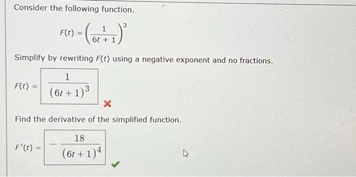 Solved Consider the following function. F(t)=(6t+11)3 | Chegg.com