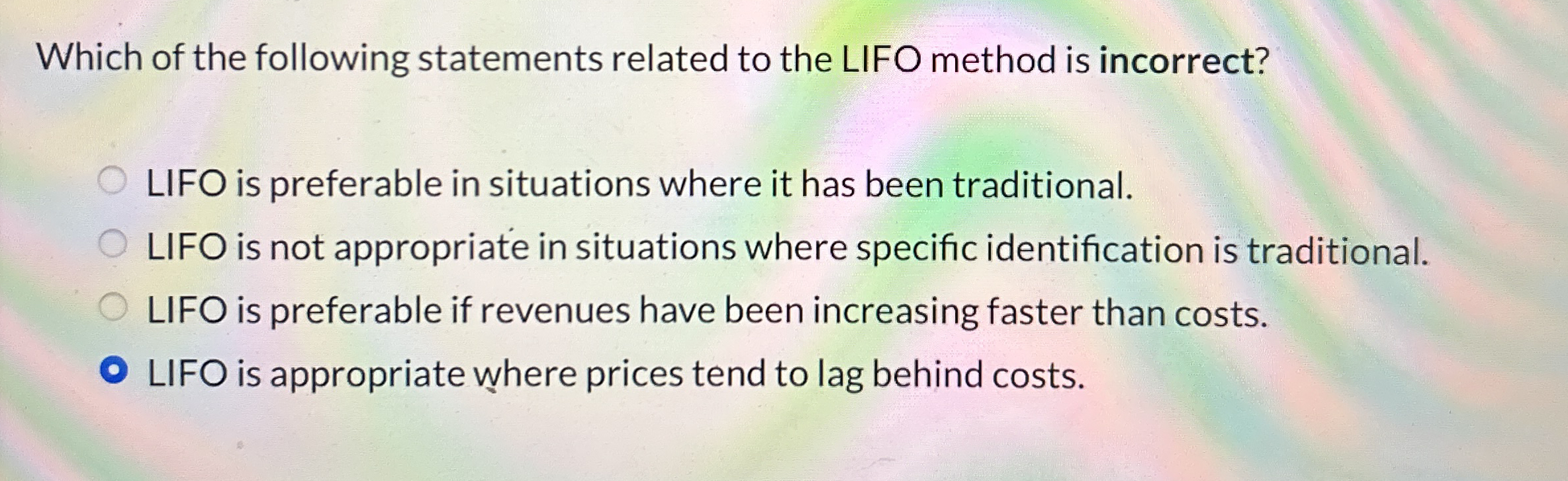 Solved Which of the following statements related to the LIFO | Chegg.com