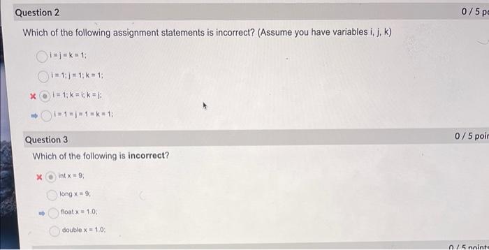 Solved Which of the following assignment statements is | Chegg.com
