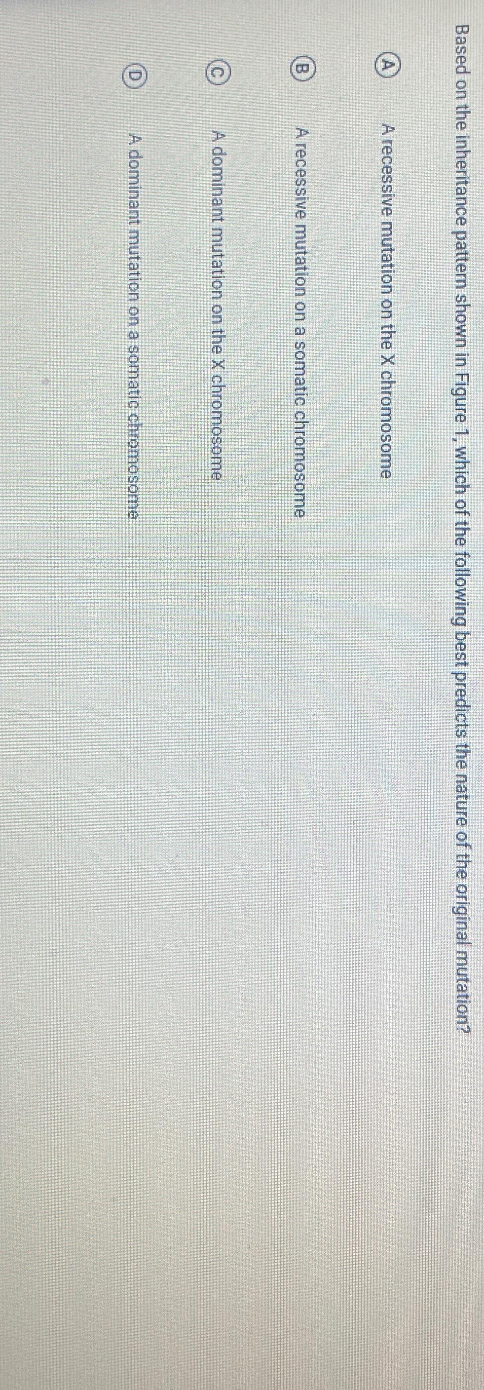 Solved Based on the inheritance pattern shown in Figure 1, | Chegg.com