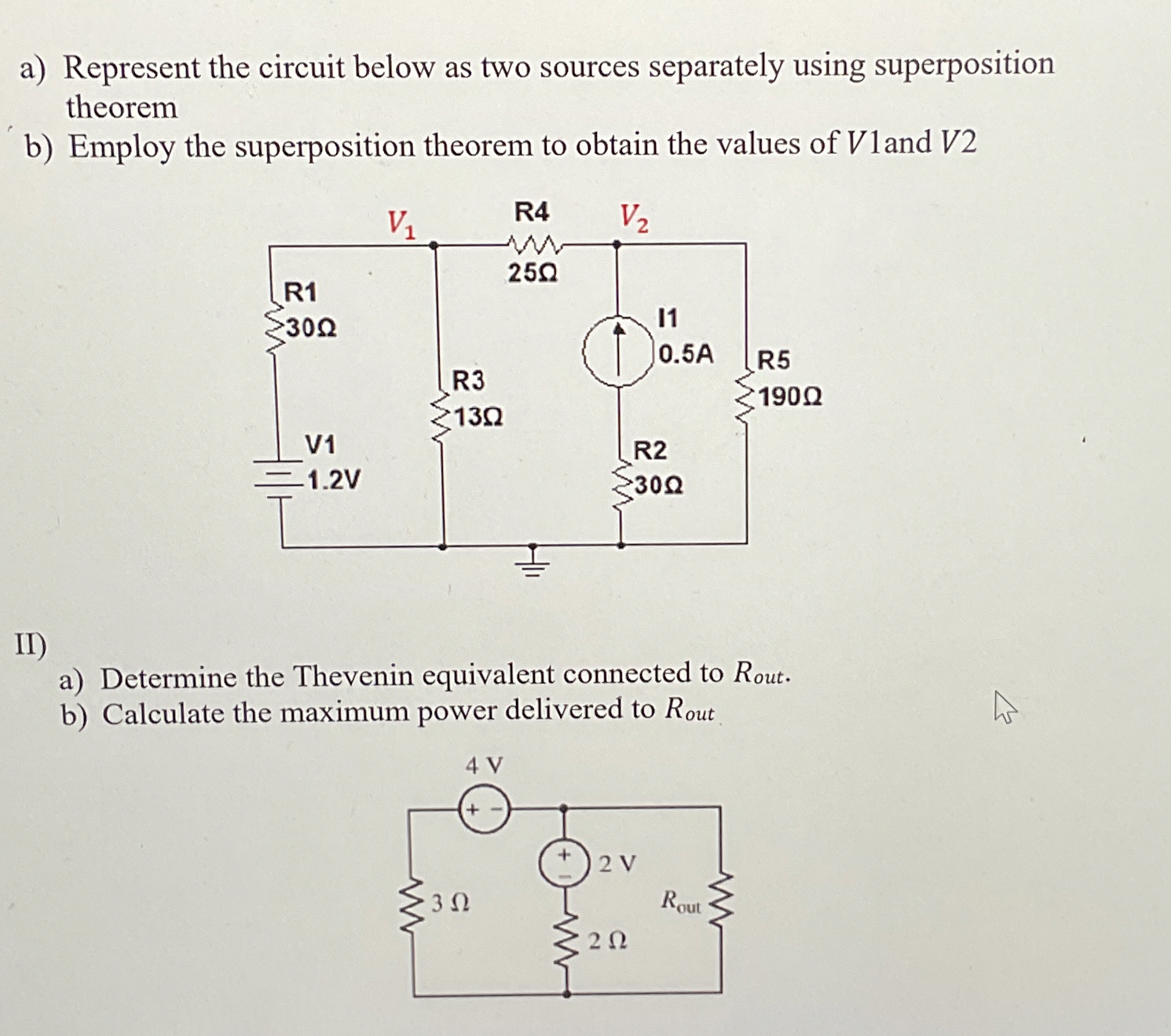 Solved a) ﻿Represent the circuit below as two sources | Chegg.com
