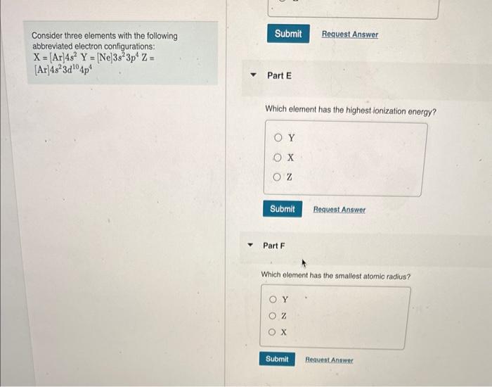 Solved Consider three elements with the following | Chegg.com