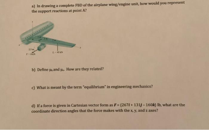 Solved a) In drawing a complete FBD of the airplane | Chegg.com