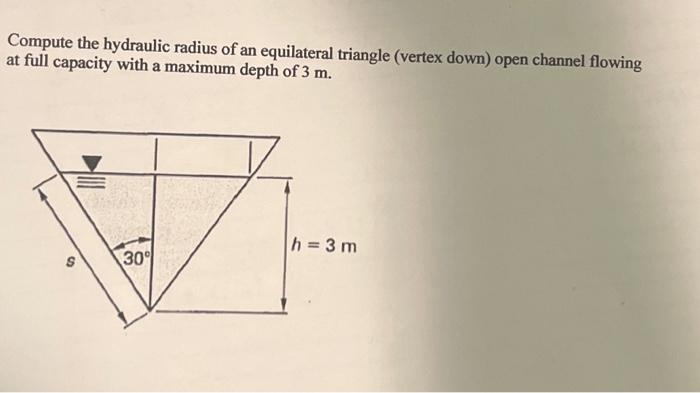 Solved Compute the hydraulic radius of an equilateral | Chegg.com