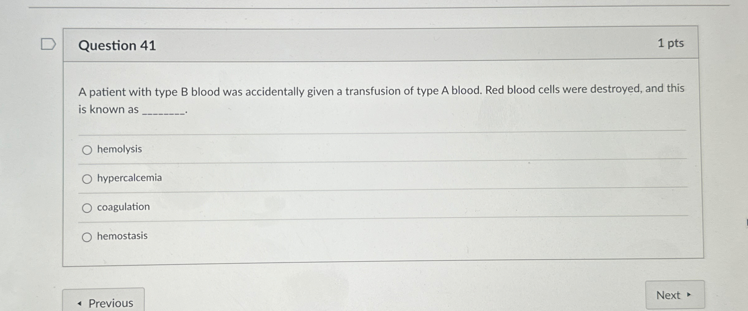 Solved Question 411 ﻿ptsA patient with type B ﻿blood was | Chegg.com