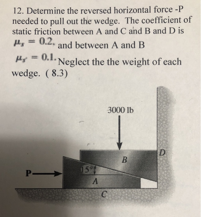 Solved 12. Determine the reversed horizontal force -P needed | Chegg.com