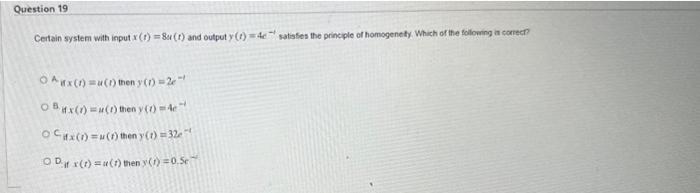 Solved Certain system with input x(t)=8u(t) and output | Chegg.com