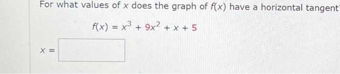 Solved For what values of x does the graph of f(x) have a | Chegg.com