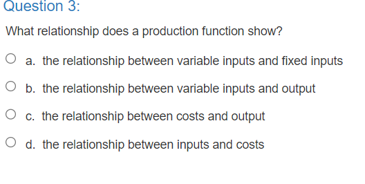 Solved Question 3:What relationship does a production | Chegg.com
