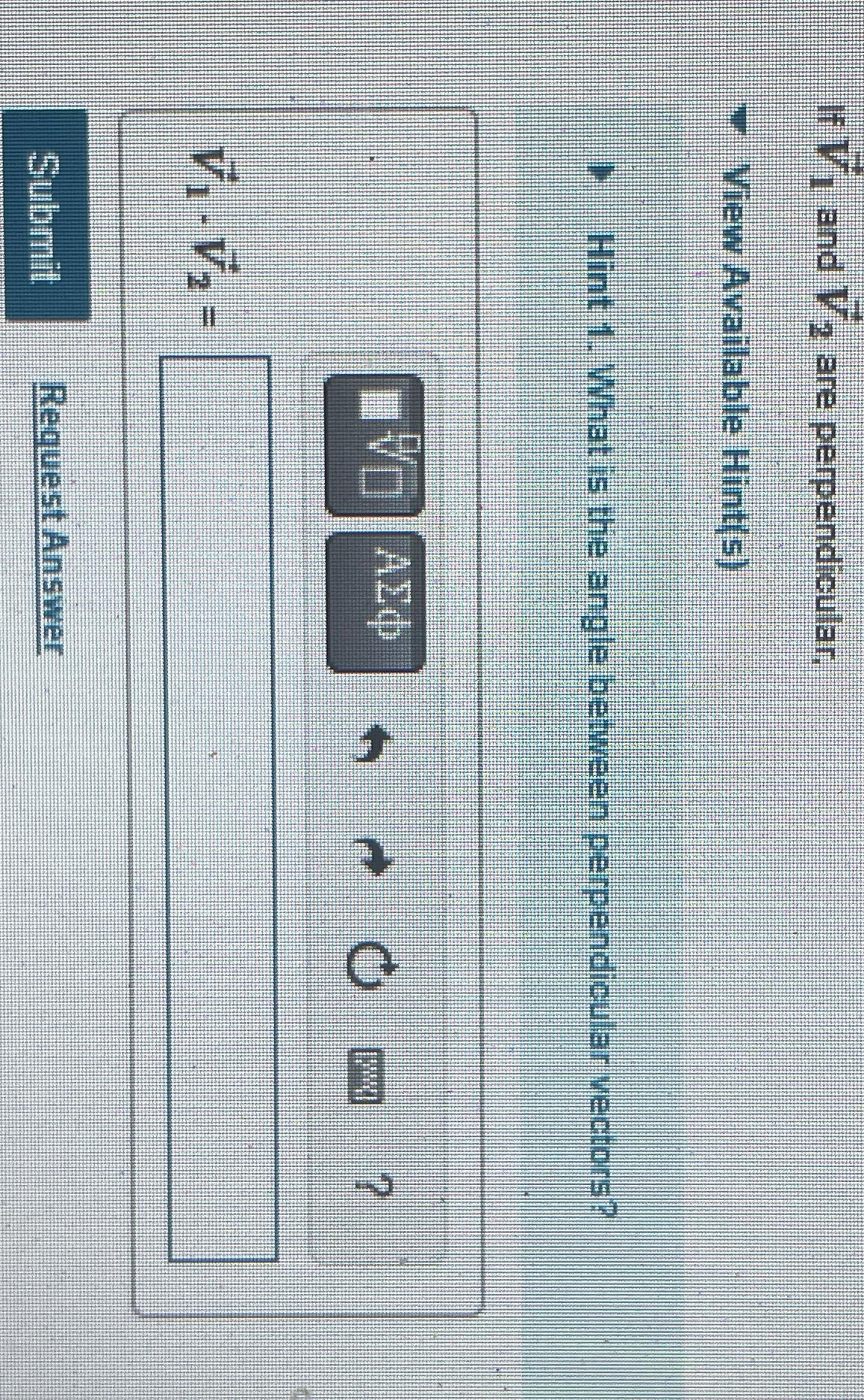 Solved if V1 ﻿and V2 ﻿are perpendicular.View Available | Chegg.com