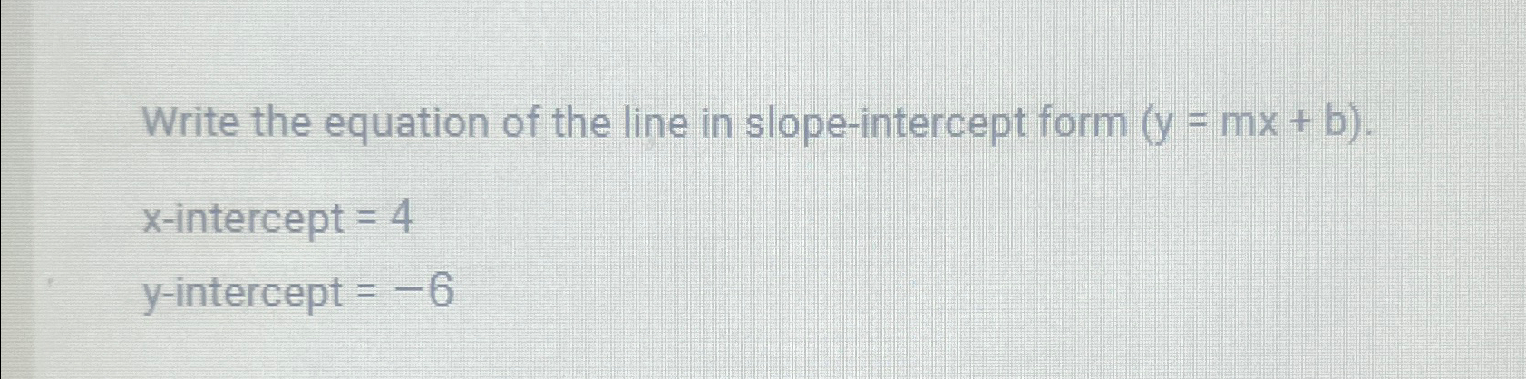 Solved Write the equation of the line in slope-intercept | Chegg.com