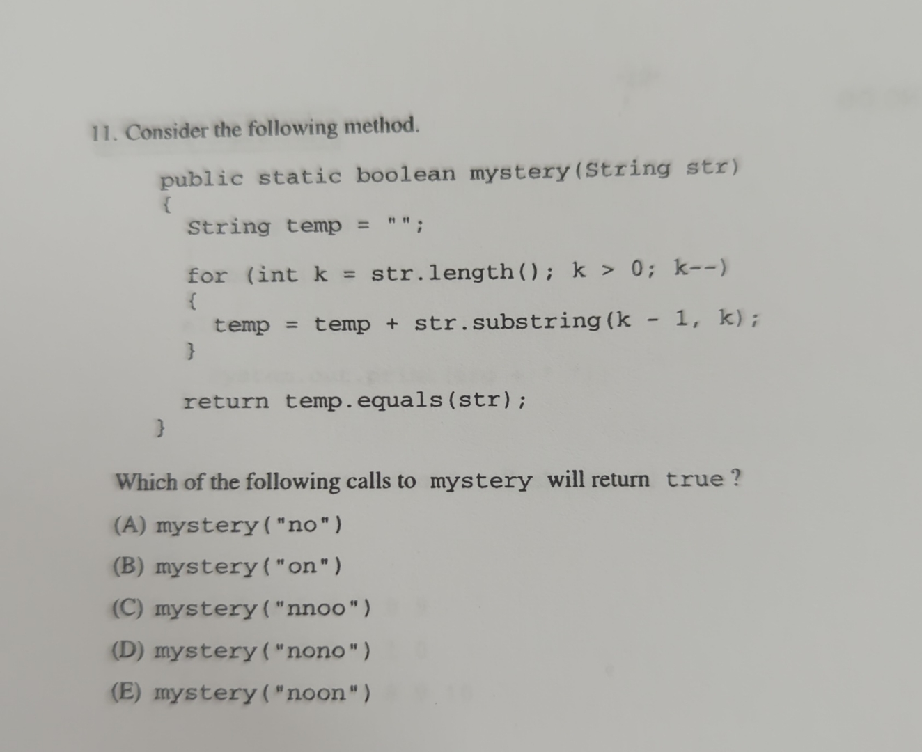 Solved Consider the following method.Which of the following | Chegg.com