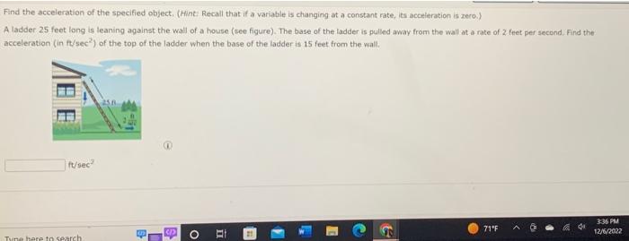 Solved Find The Acceleration Of The Specified Object Hint