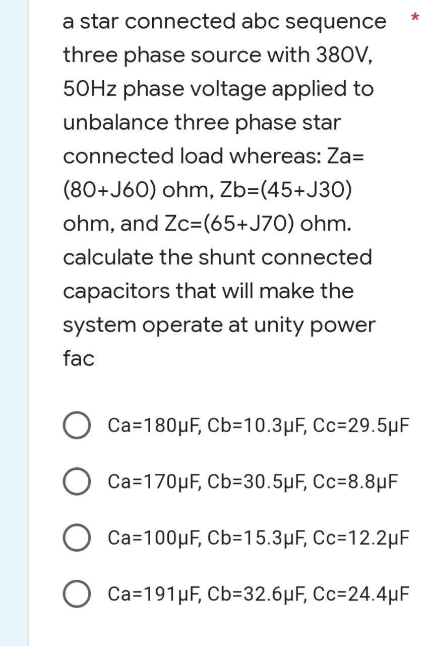 Solved a star connected abc sequence three phase source with | Chegg.com
