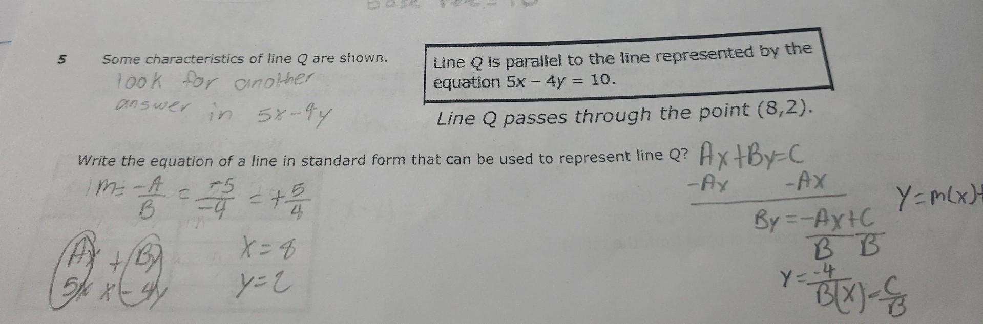 Solved 5 Some characteristics of line Q are shown. Line Q is | Chegg.com