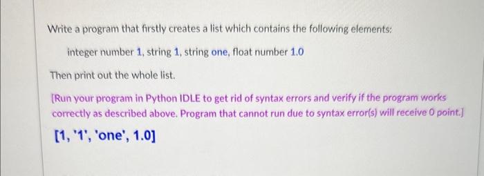 Solved Write A Program That Firstly Creates A List Which