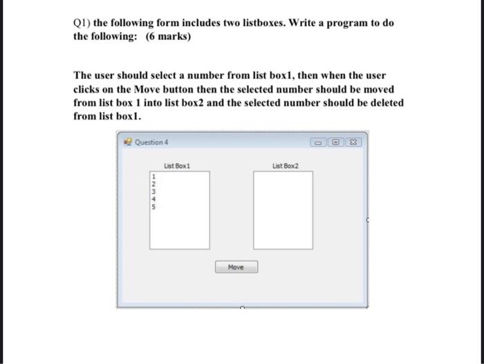 Solved Q1) the following form includes two listboxes. Write | Chegg.com