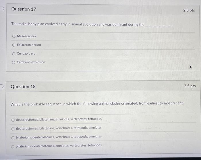 Solved The radial body plan evolved early in animal | Chegg.com
