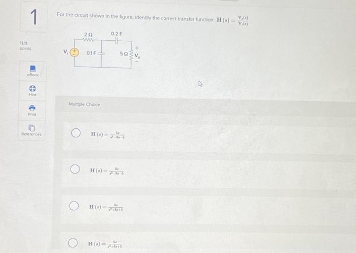 Solved 1 11.11 points eBook Hint Print References V.(s) For | Chegg.com