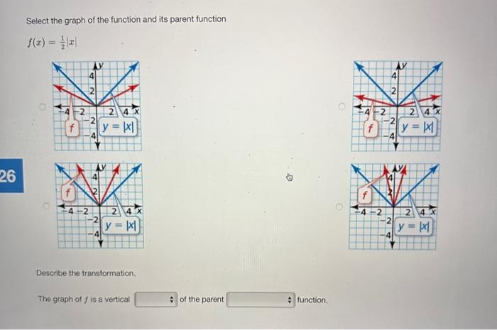Solved Select the graph of the function and its parent | Chegg.com