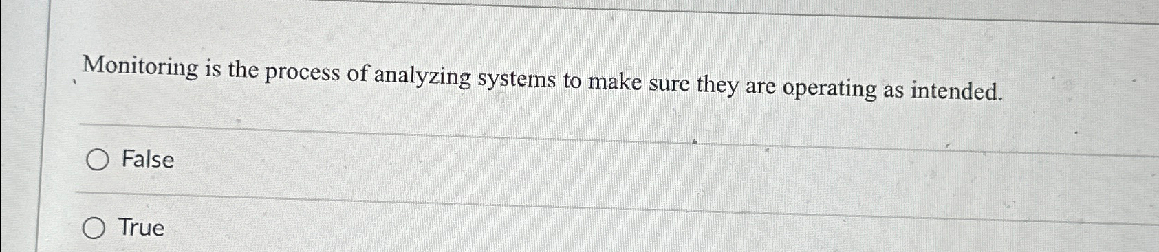 Solved Monitoring is the process of analyzing systems to | Chegg.com