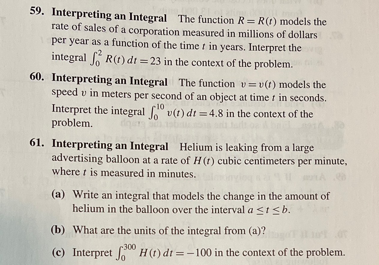 Solved Interpreting an Integral The function R=R(t) ﻿models | Chegg.com