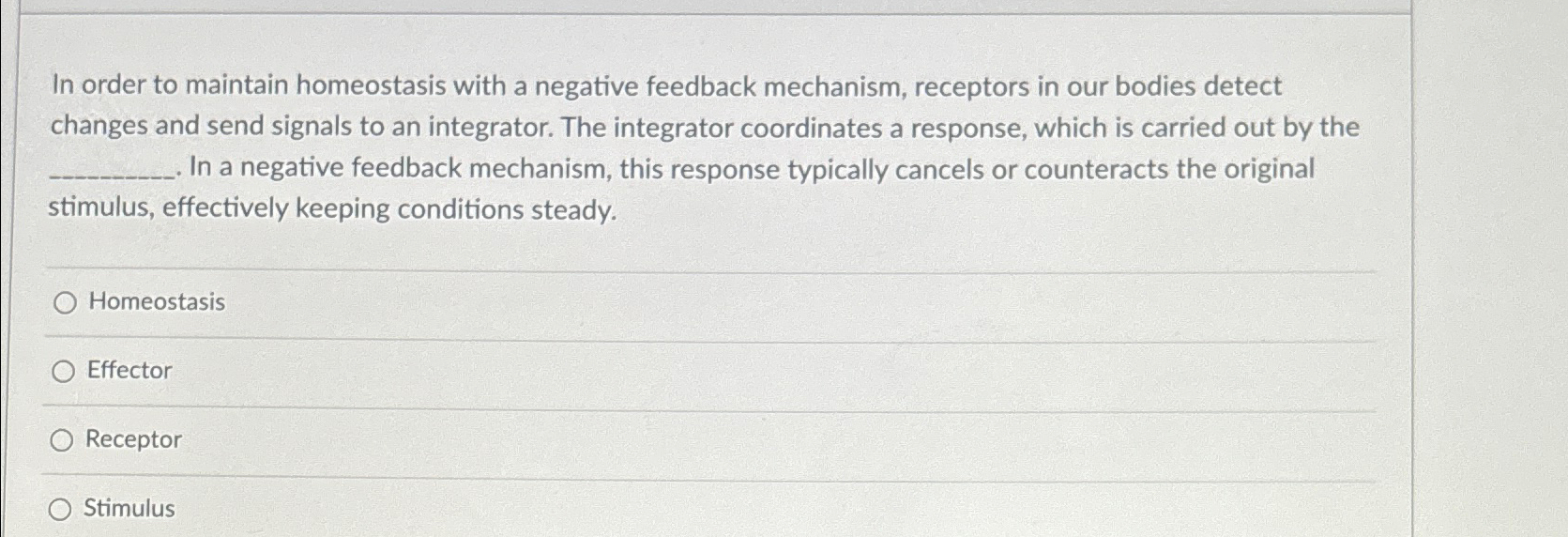 Solved In order to maintain homeostasis with a negative | Chegg.com