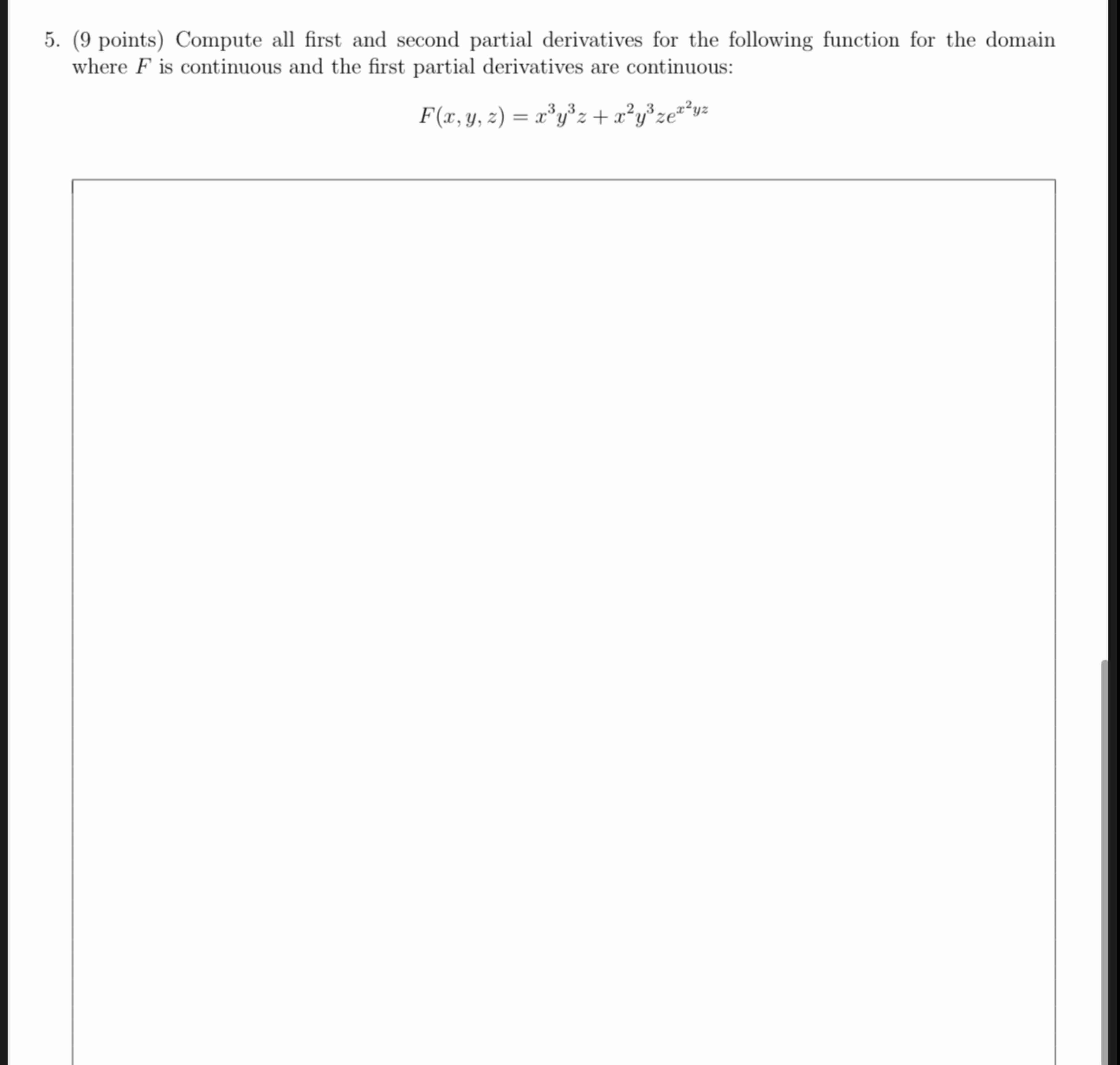 Solved (9 ﻿points) ﻿Compute all first and second partial | Chegg.com